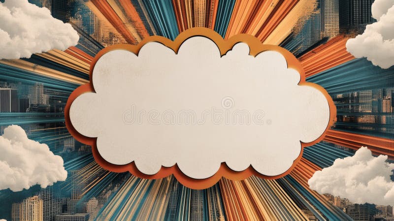 Vibrant Cloud Design with Rays and City Backdrop, Perfect for Creative ...