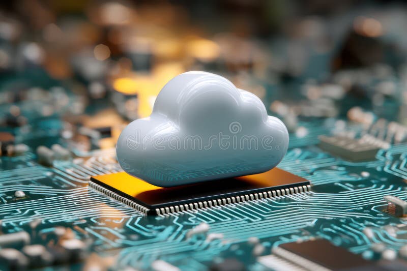 Vibrant Cloud Icon on Digital Circuit Board Technology Concept Stock ...