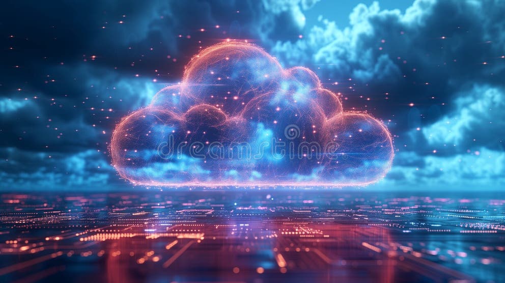 A Vibrant Cloud Symbolizing Cloud Computing Technology. Stock Illustration - Illustration of ...