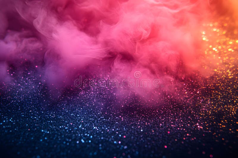 Vivid Pink and Gold Smoke with Sparkling Glitter for Creative Abstract ...