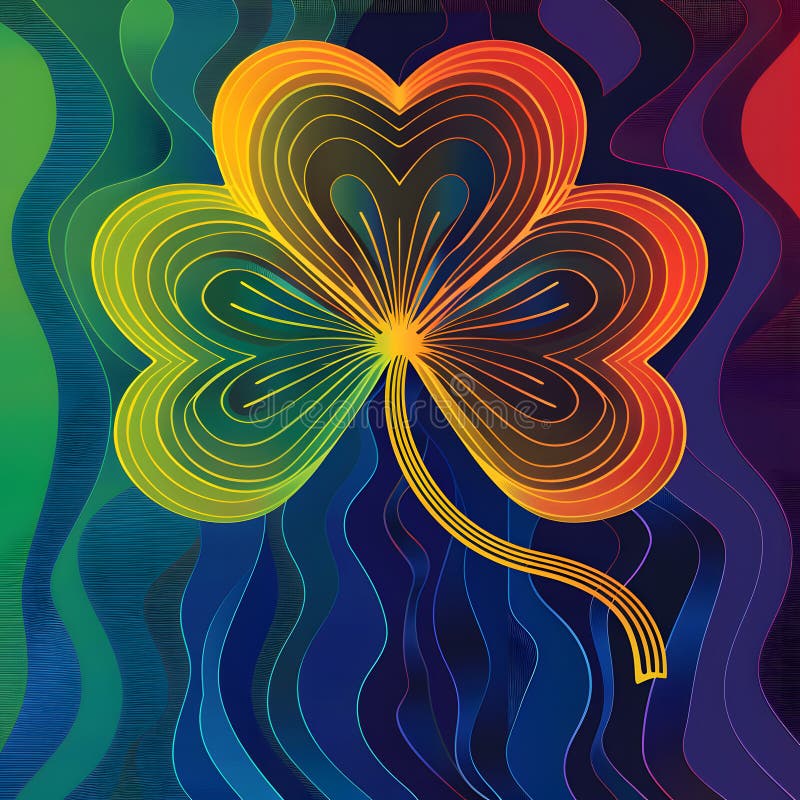 Colorful Abstract Clover Leaf Design with Vibrant Colors Spiraling Stock Illustration ...