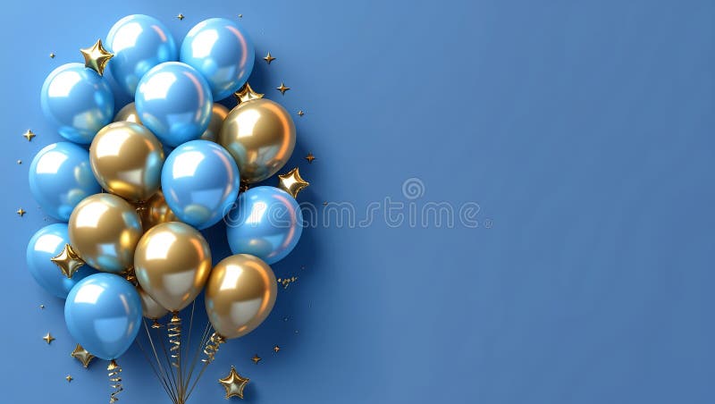 Vertical Balloon Cluster on Solid Blue Background Vibrant Display Stock ...