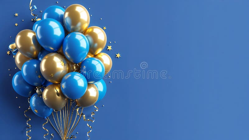 Vertical Balloon Cluster on Solid Blue Background Vibrant Display Stock ...