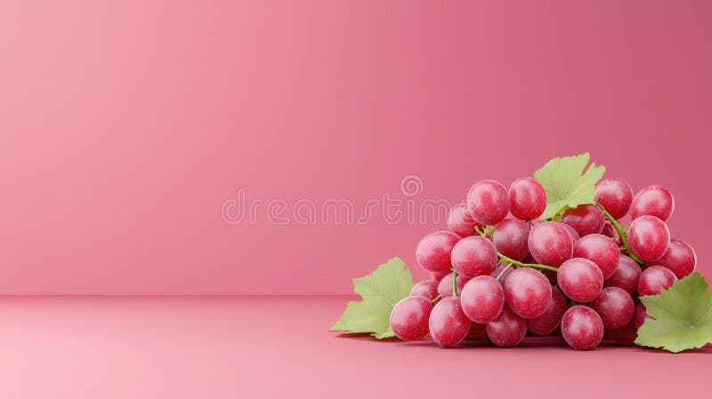 A Vibrant Cluster of Fresh Pink Grapes on a Soft Pink Background ...