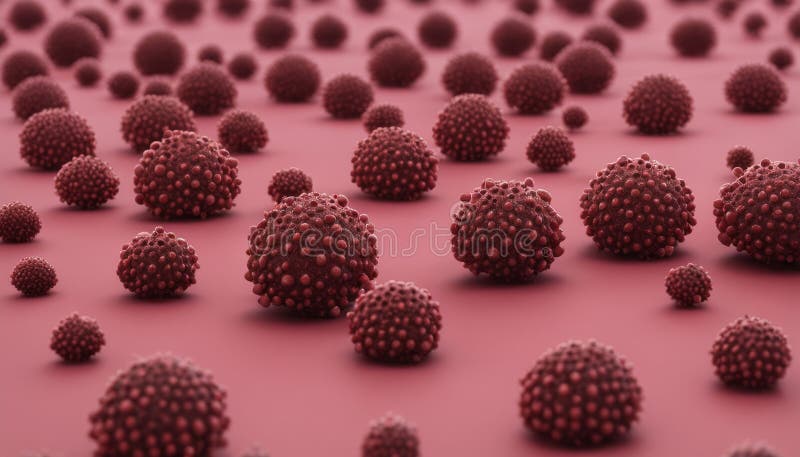 Vibrant Cluster of Red Spherical Objects on a Pink Background Stock ...