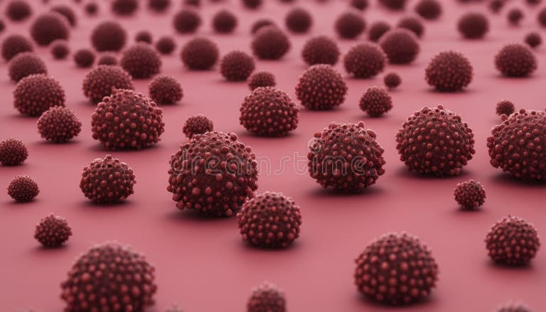 Vibrant Cluster of Red Spherical Objects on a Pink Background Stock ...
