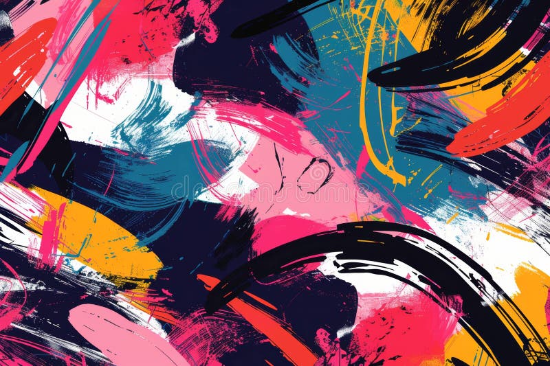 Vibrant Cluttercore Abstract Illustration with Bold Design Strokes in ...