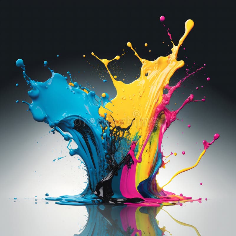 Vibrant CMYK Ink Explosion: a Symphony of Colors Stock Illustration ...