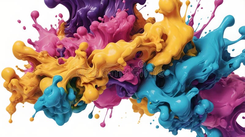 Vibrant CMYK Ink Explosions Stock Illustration - Illustration of grunge ...