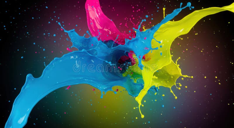 Vibrant CMYK Paint Explosion: a Symphony of Colors Stock Illustration ...