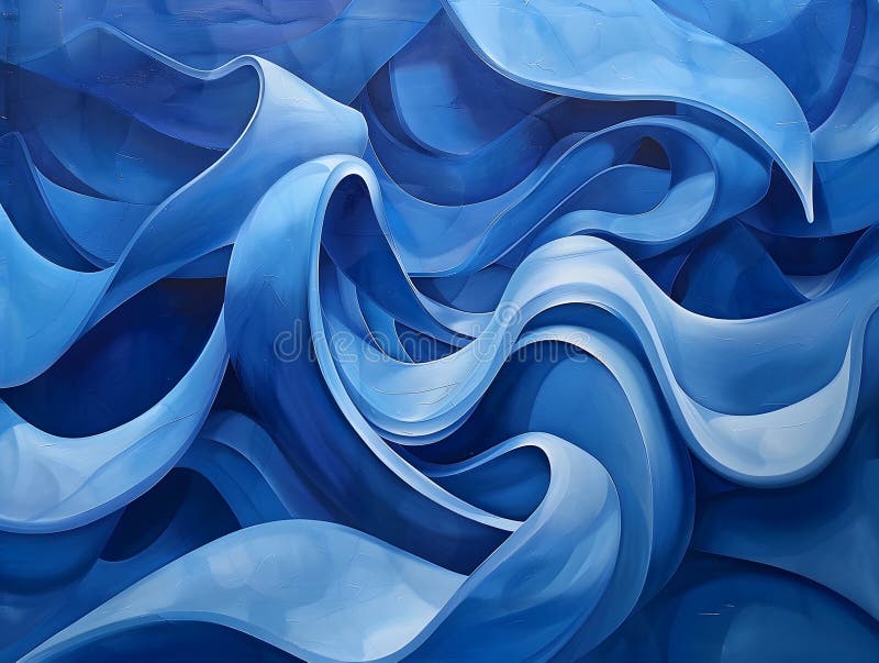 Vibrant Cobalt Blue Swirling Abstract Fluid Forms and Undulating ...