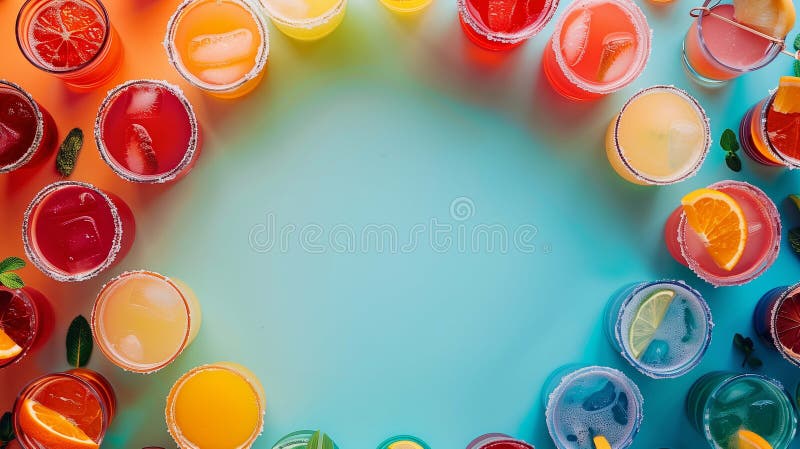 Vibrant Cocktails with Citrus Mint on Gradient Border Background Image ...