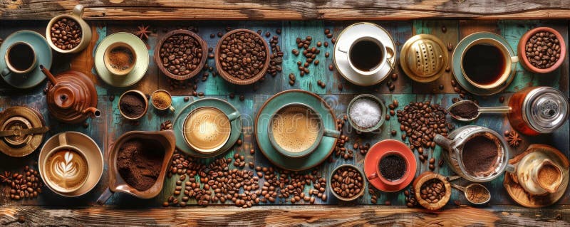 A Vibrant Coffee Background Showcasing an Array of Coffee-related Items ...