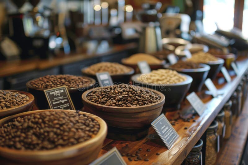 Diverse Coffee Bean Selection Stock Illustration - Illustration of ...