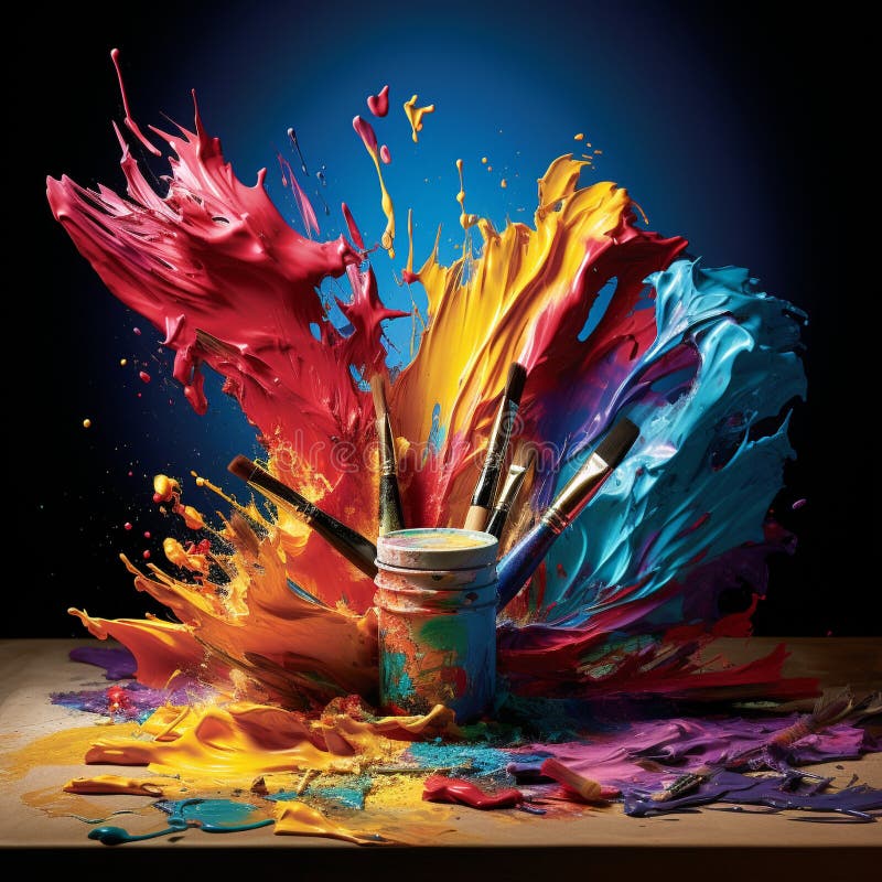 Vibrant Collaboration of Paintbrushes and Colors Stock Photo - Image of ...