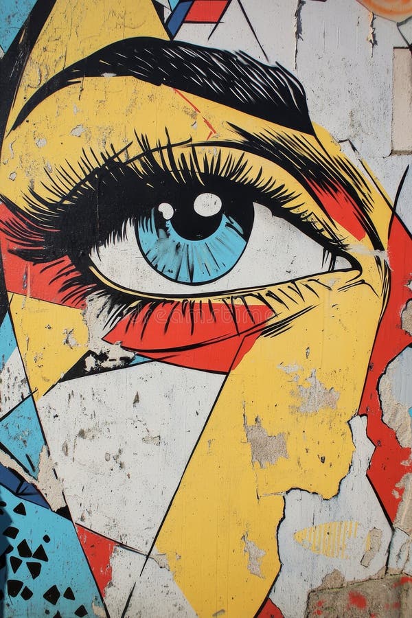 A Vibrant Collage of Abstract Pop Art Featuring an Eye Motif Amidst ...
