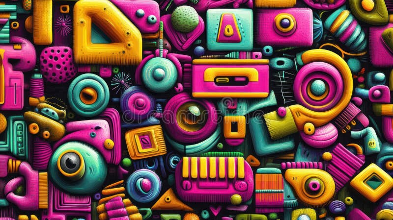 A Vibrant Collage of Abstract Shapes and Colors, Showcasing Playful ...