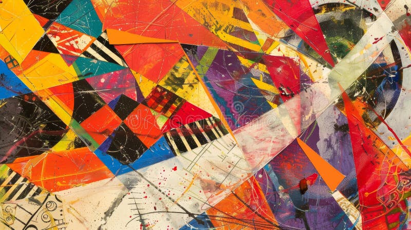 Vibrant Collage Art Abstract Patterns, Bold Colors, Mixed Media ...