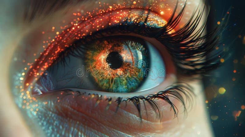Vibrant Collage Art of a Human Eye with Abstract and Futuristic ...
