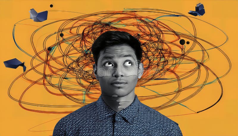 Vibrant Collage Artwork Showcasing a Chaotic Mindscape of a Creative ...