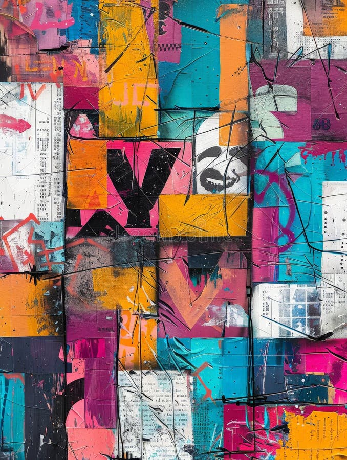 Vibrant Collage of Colors and Shapes Stock Illustration - Illustration ...