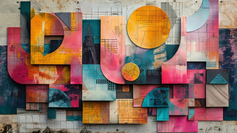 A Vibrant Collage Design Featuring an Array of Geometric Shapes ...