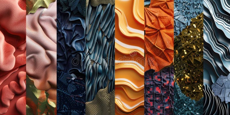A Vibrant Collage of Different Colored Fabrics. Ideal for Textile ...