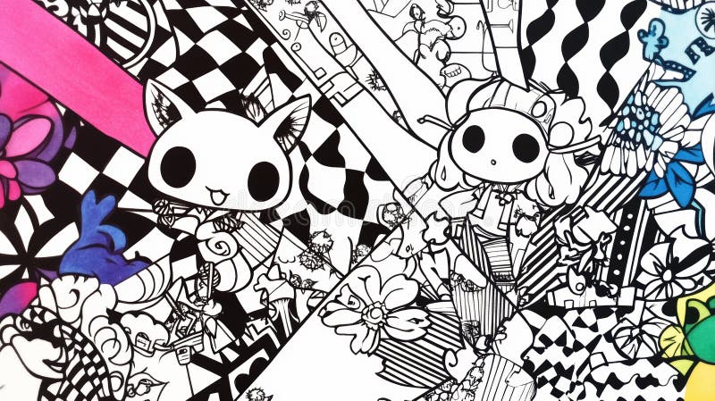 Whimsical Doodle Collage stock illustration. Illustration of bold ...