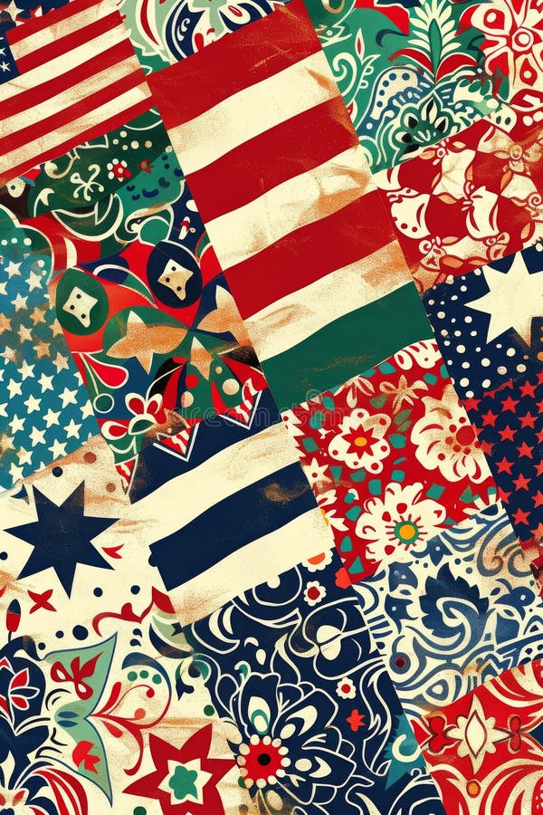 A Vibrant Collage Featuring a Patchwork of Various National Flags Stock ...