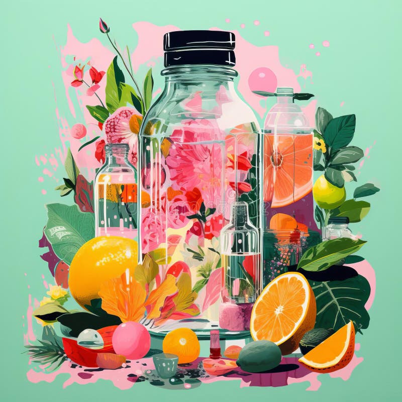 Vibrant Collage Illustration of Sprite Bottle Advertisement Design ...