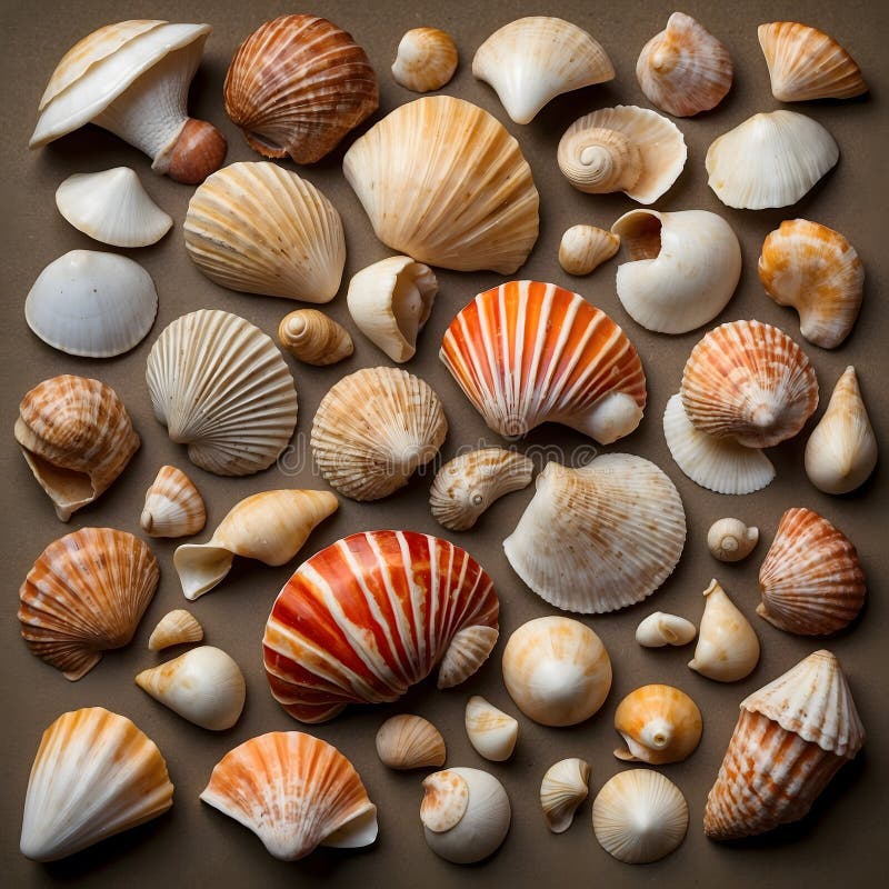 "Treasures of the Sea: a Global Fanshell Collage Stock Illustration ...