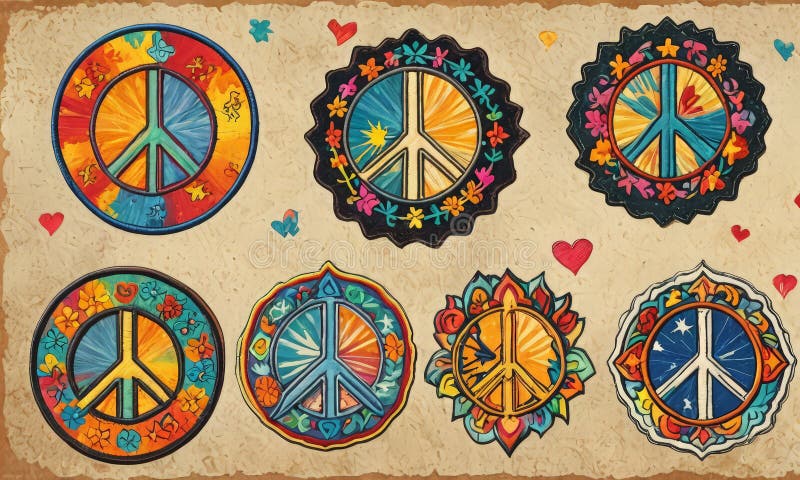 Set Four Peace Signs on Piece Paper Stock Illustration - Illustration ...