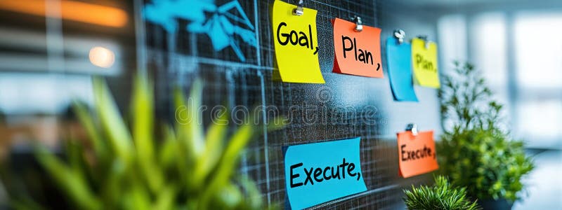 A Vibrant Collage of Sticky Notes on Glass Wall Emphasizes Concepts of ...