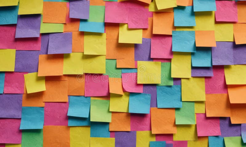 Vibrant Collage Sticky Notes in Various Colors Arranged in Grid-like ... Vibrant Collage Sticky Notes in Various Colors Arranged in Grid-like ...