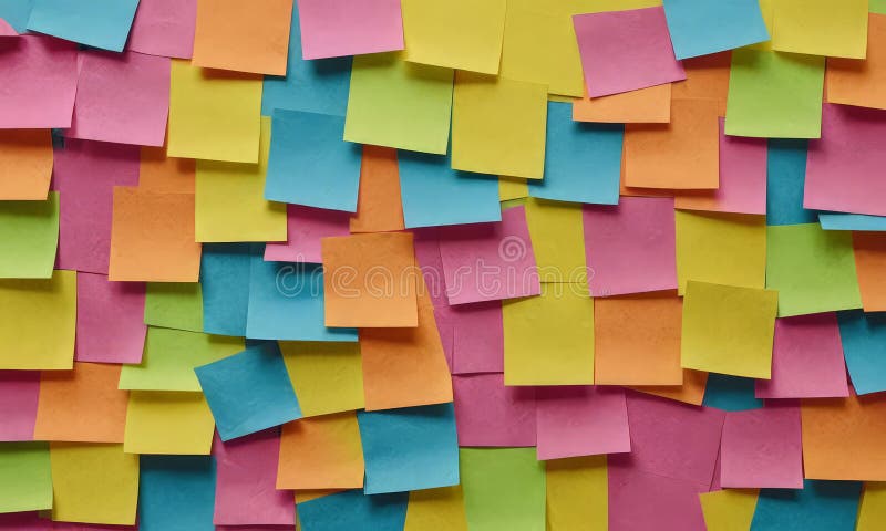 Vibrant Collage Sticky Notes in Various Colors, Arranged in Seemingly ...