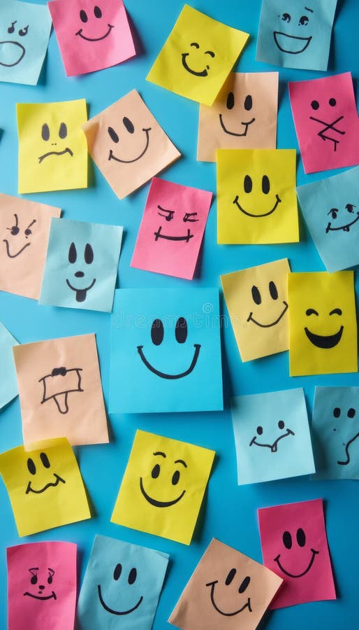 Colorful Sticky Notes with Smiles Stock Photo - Image of quirky, pink ...