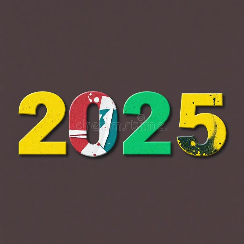 Vibrant Collage: Textured 2025 Design Stock Illustration - Illustration ...