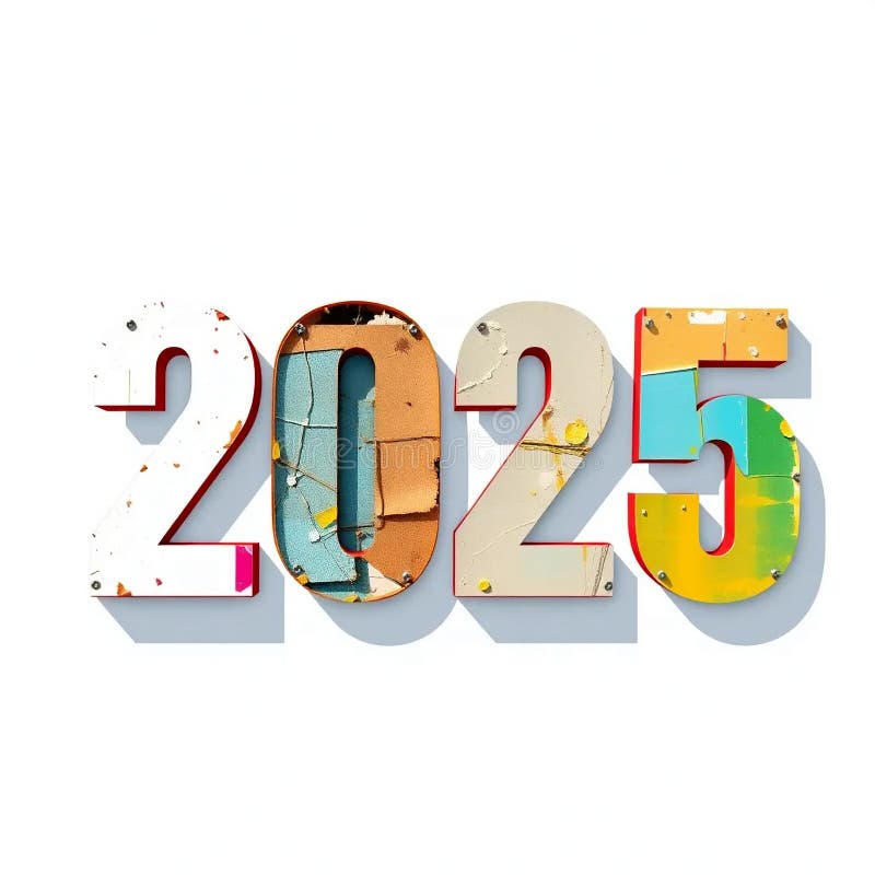 Vibrant Collage: Textured 2025 Design Stock Illustration - Illustration ...