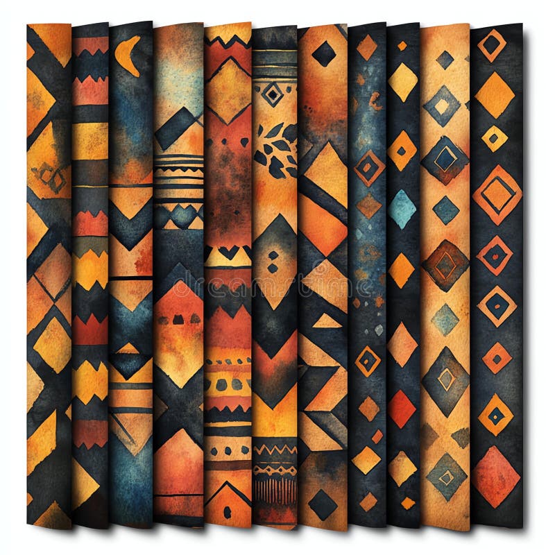 A Vibrant Collection of Abstract Geometric Patterns in Warm Colors and Bold Designs Stock ...
