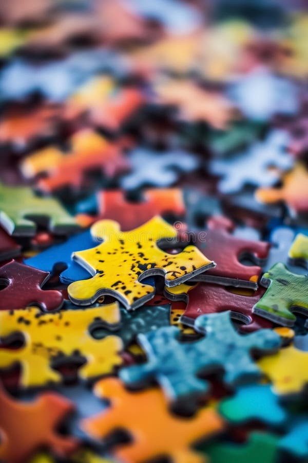 A Vibrant Collection of Assorted Jigsaw Pieces in Various Colors ...