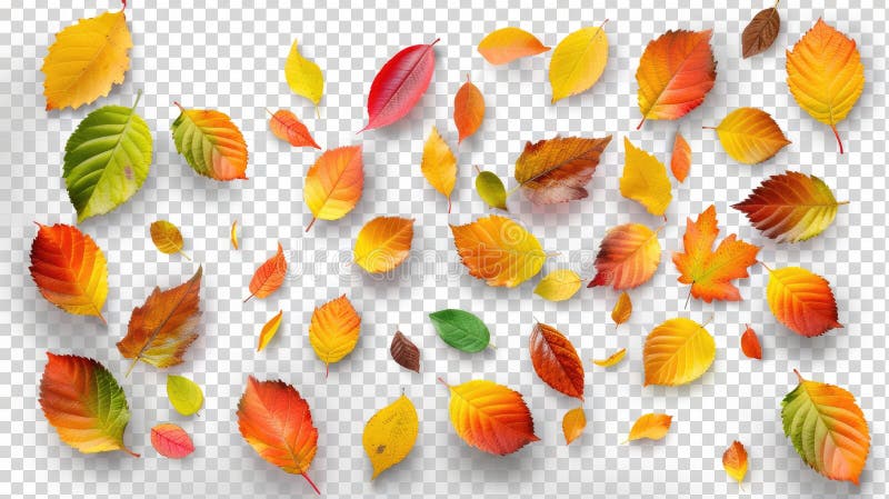A Vibrant Collection of Autumn Leaves in Assorted Colors on a Clean ...