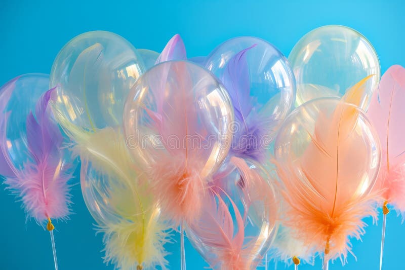 A Vibrant Collection of Balloons Featuring Delicate Feathers, Creating ...