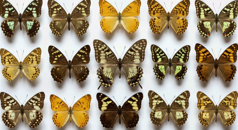 Vibrant Collection of Colorful Butterfly Specimens Displayed on White ...