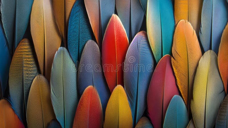 Vibrant Collection of Colorful Feathers Displayed Together on a ...
