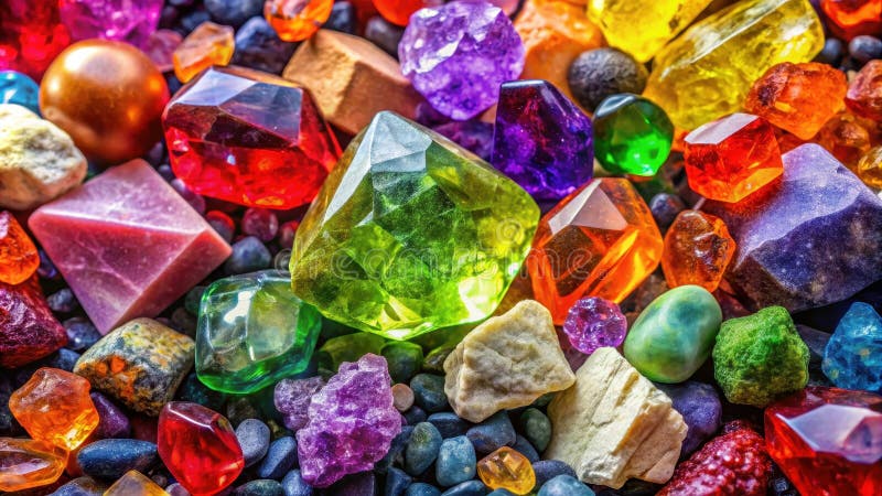 A Vibrant Collection of Colorful Gemstones and Crystals, Showcasing a ...
