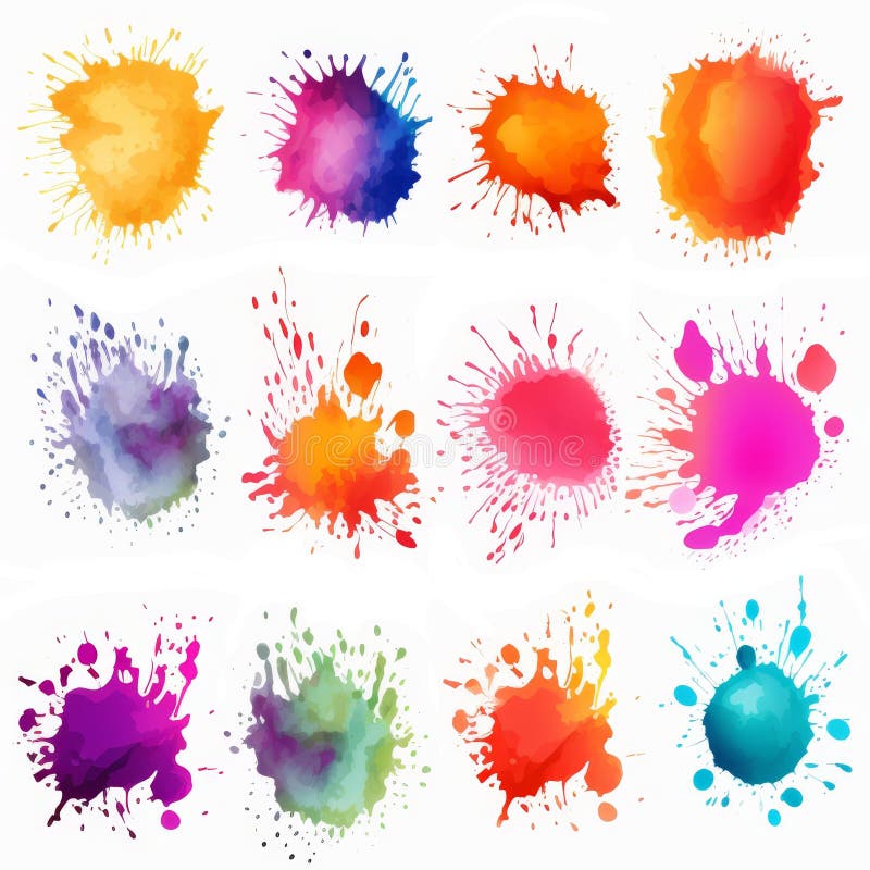 Vibrant Collection of Colorful Ink Spots in Vector Format, Isolated on ...