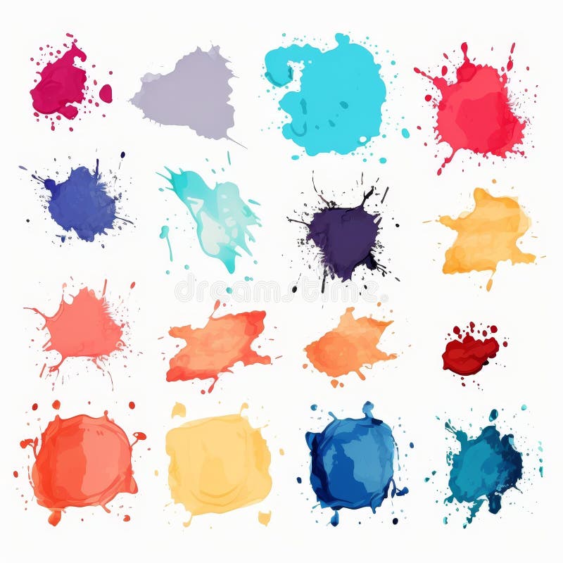 Vibrant Collection of Colorful Ink Spots in Vector Format, Isolated on ...