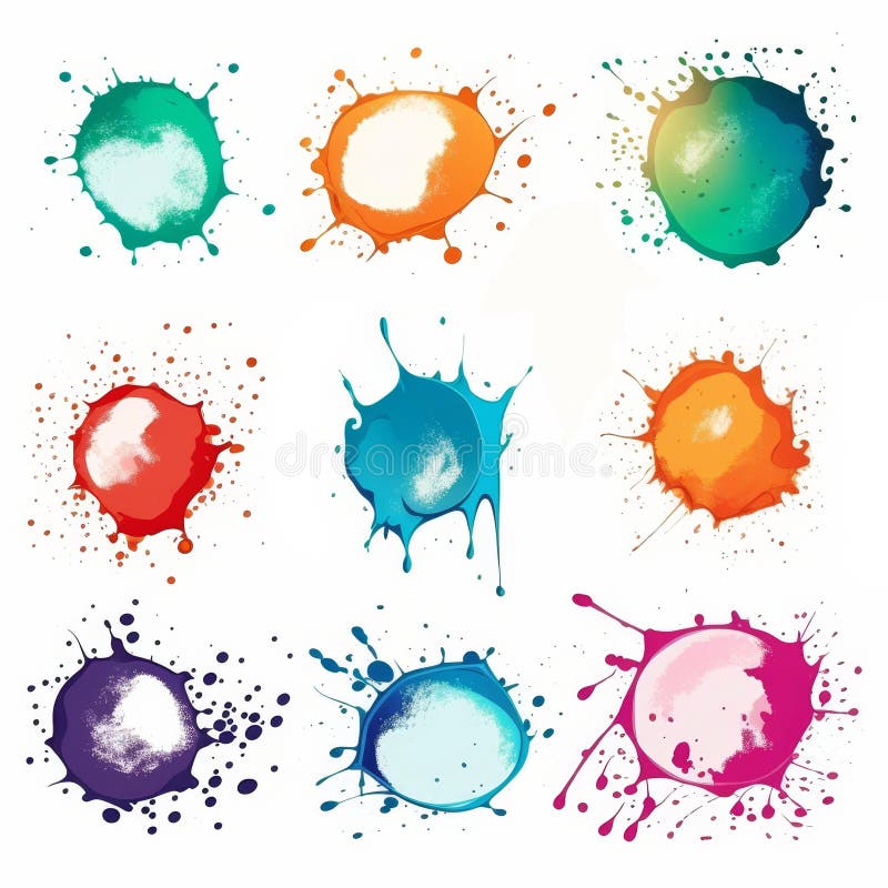 Vibrant Collection of Colorful Ink Spots in Vector Format, Isolated on ...
