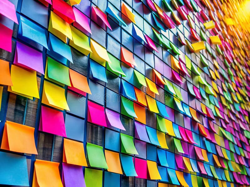 A Vibrant Collection of Colorful Sticky Notes on an Architectural ...