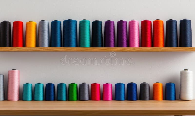 A Vibrant Collection of Colorful Thread Spools Arranged Neatly on ...